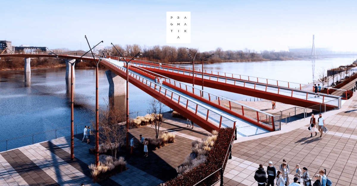 In Warschau wurde eine neue Fahrrad-Fußgängerbrücke über die Weichsel ...