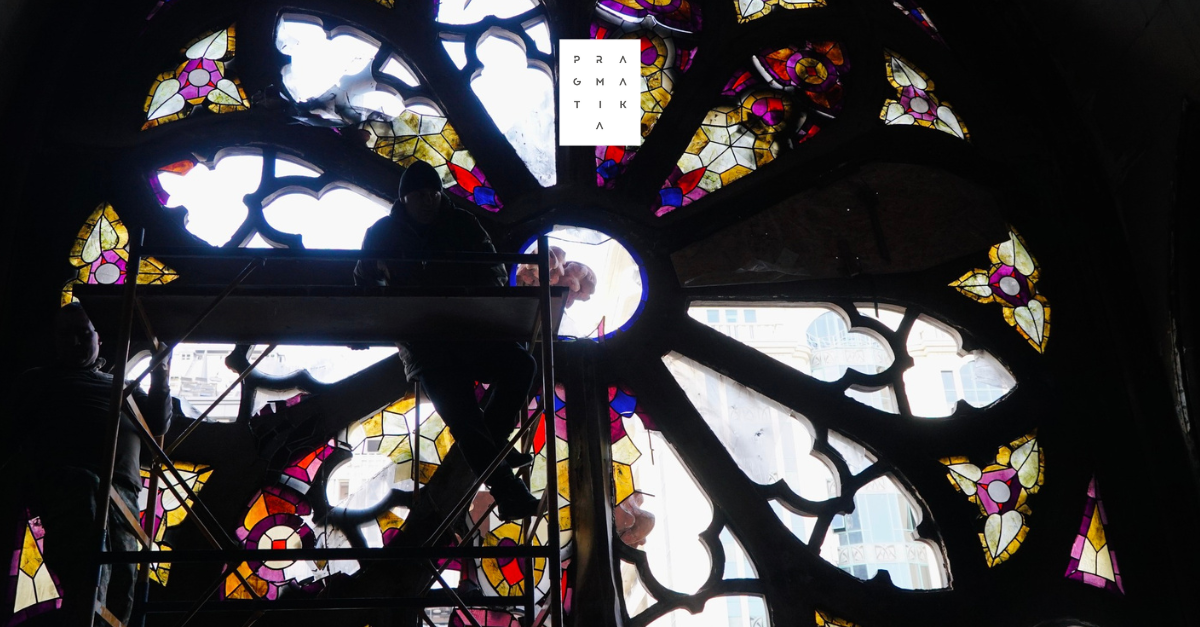 The stained-glass window of the Mykolaiv Church in Kyiv will be ...