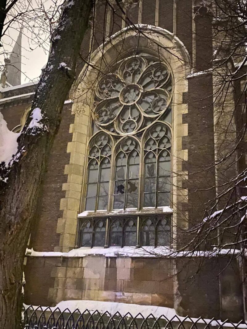 Stained glass windows in the Church of Saints Olga and Elizabeth were ...